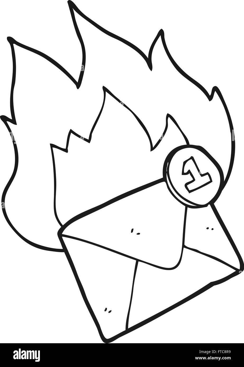 freehand drawn black and white cartoon email message Stock Vector Image ...