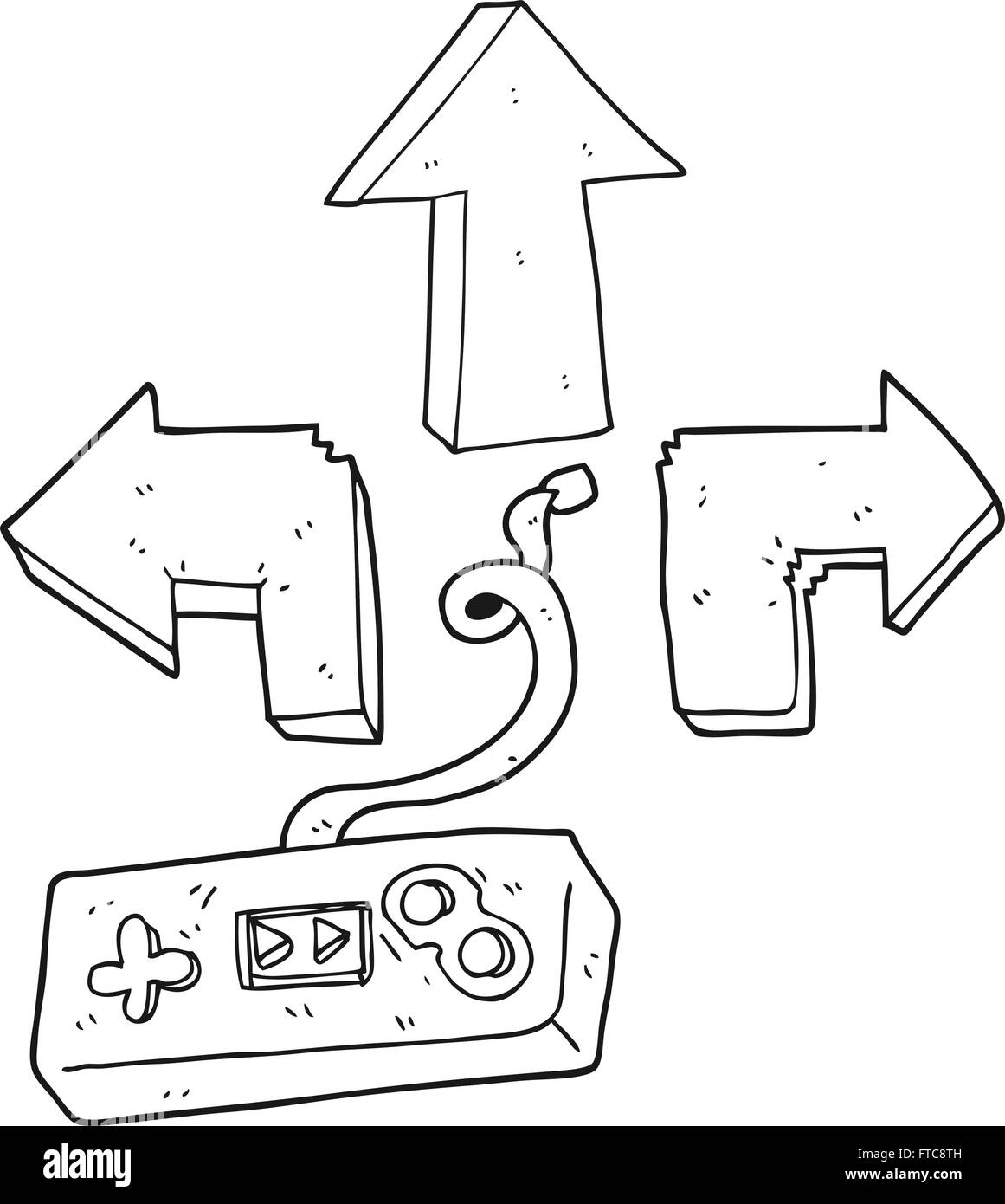 freehand drawn black and white cartoon game controller Stock Vector ...