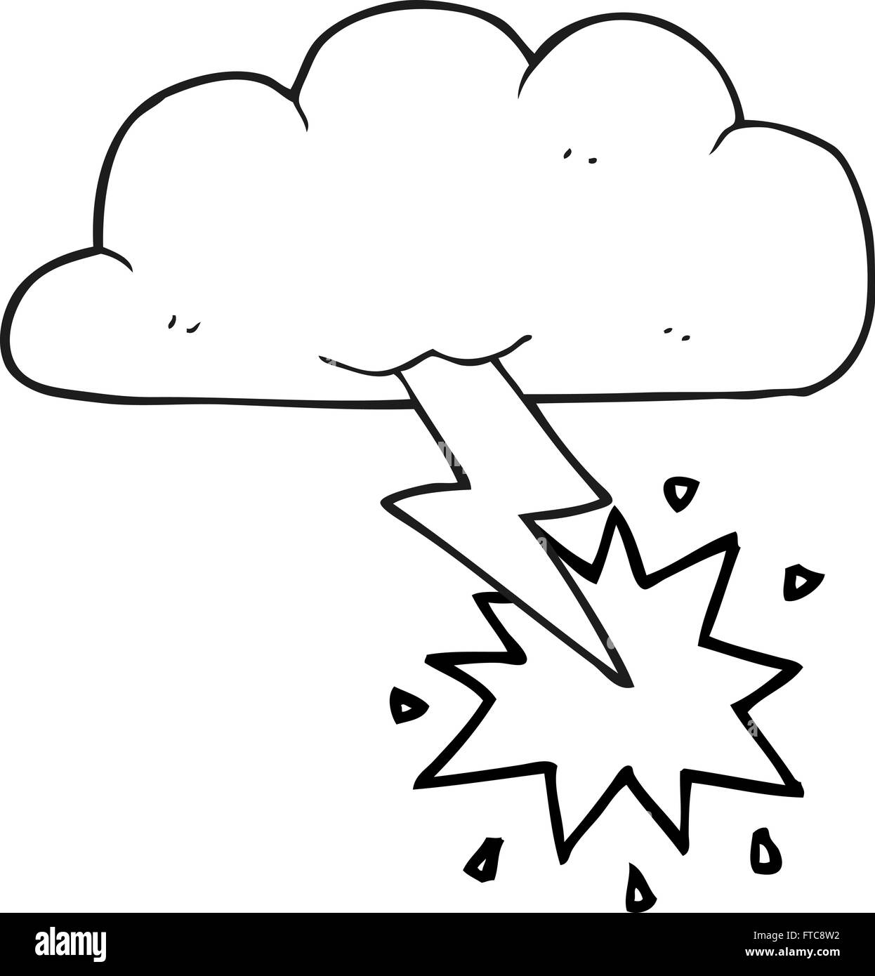 freehand drawn black and white cartoon thundercloud Stock Vector Image ...