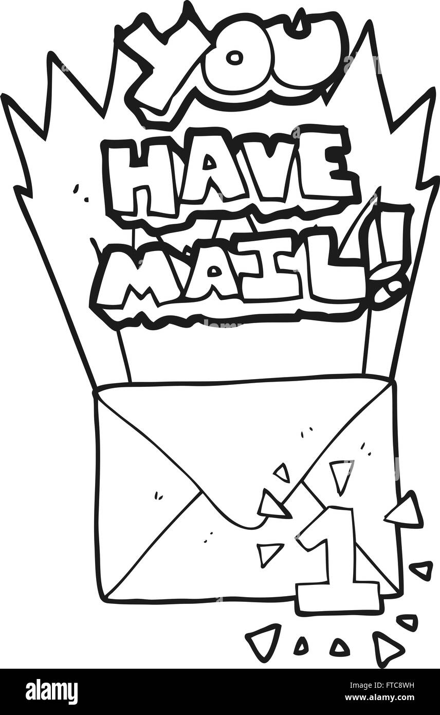 freehand drawn black and white cartoon you have mail symbol Stock ...