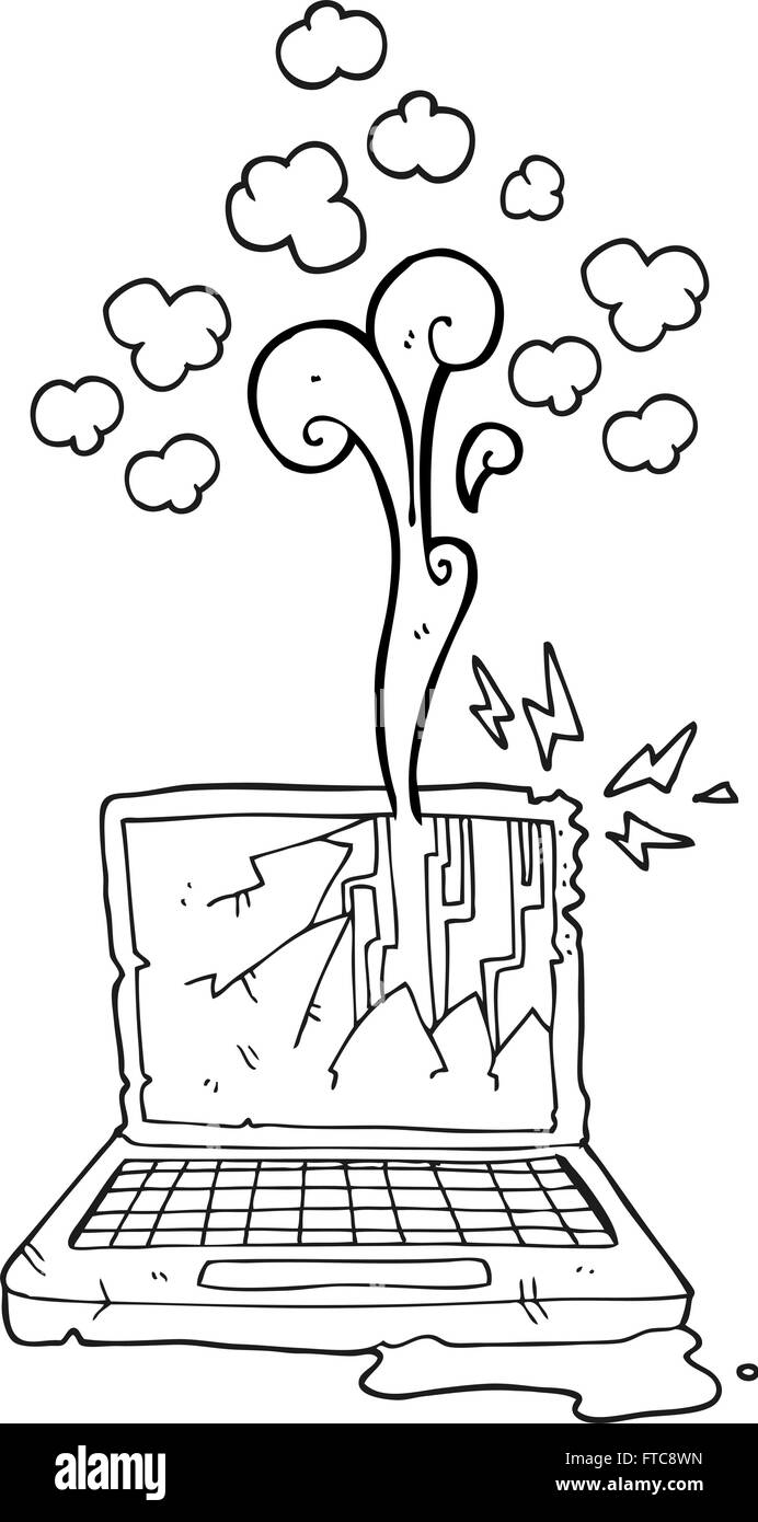 Freehand drawn cartoon broken computer hi-res stock photography and ...