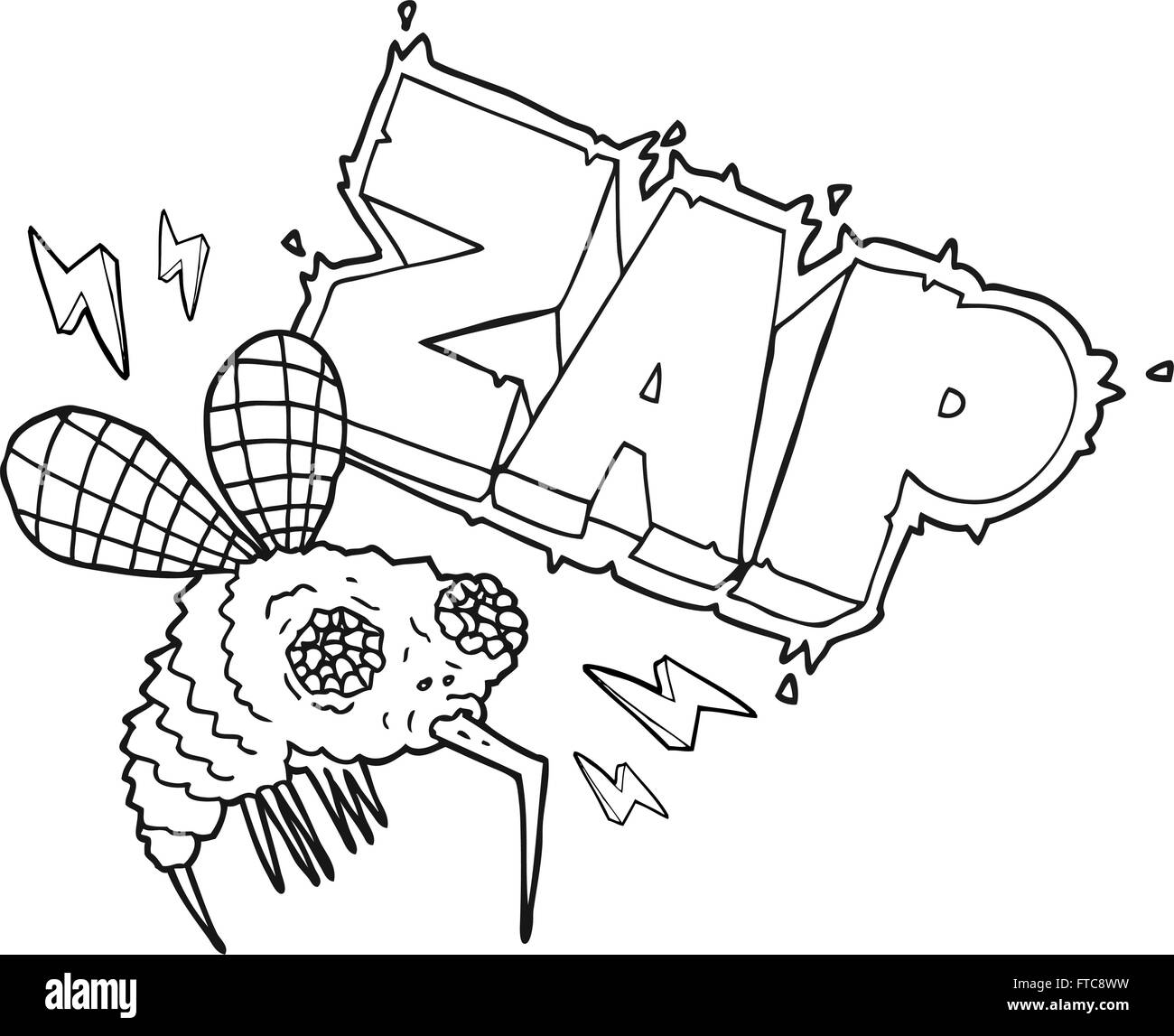 freehand drawn black and white cartoon fly zapped Stock Vector Image ...