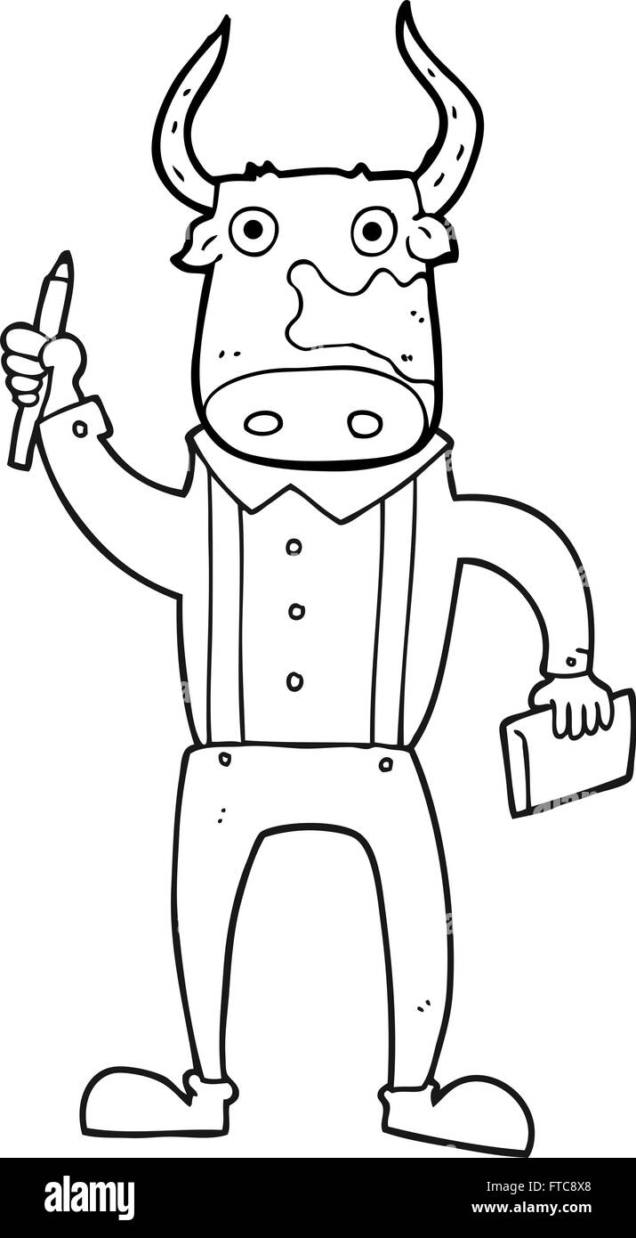 freehand drawn black and white cartoon bull man Stock Vector Image ...