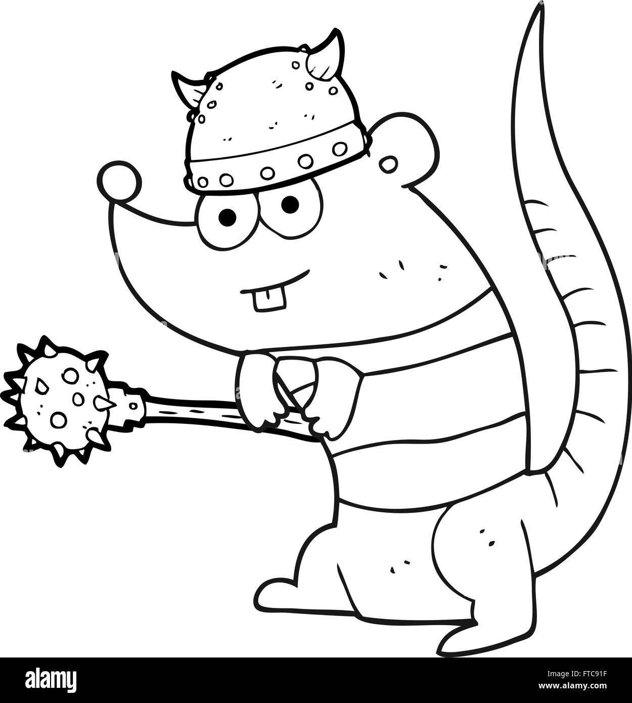 freehand drawn black and white cartoon rat warrior Stock Vector Image ...