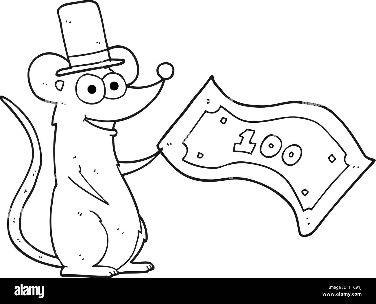 freehand drawn black and white cartoon rich mouse Stock Vector Image ...