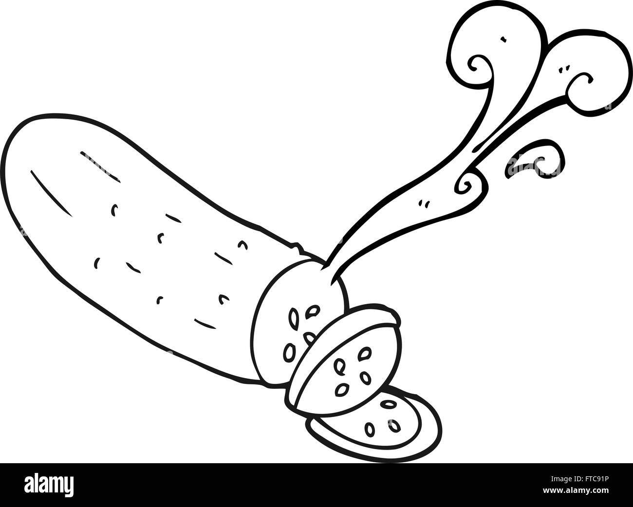 freehand drawn black and white cartoon sliced cucumber Stock Vector ...