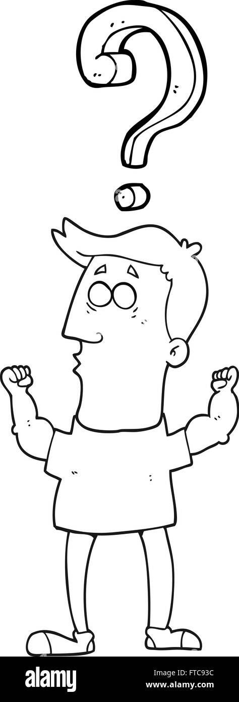 freehand drawn black and white cartoon man with question Stock Vector ...