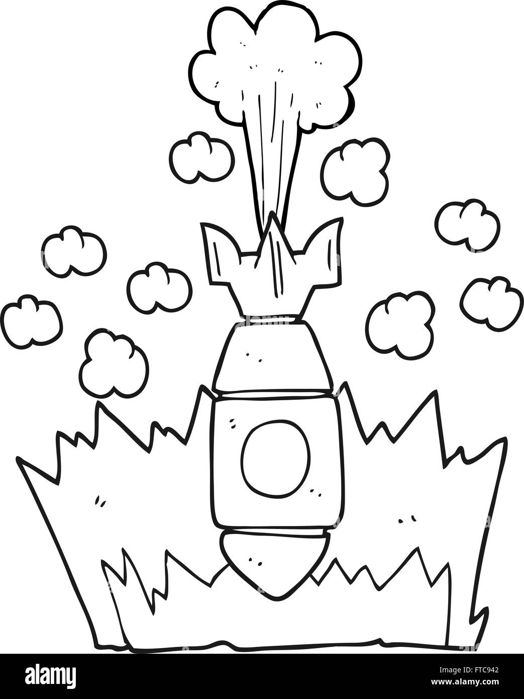 freehand drawn black and white cartoon falling bomb Stock Vector Image & Art - Alamy