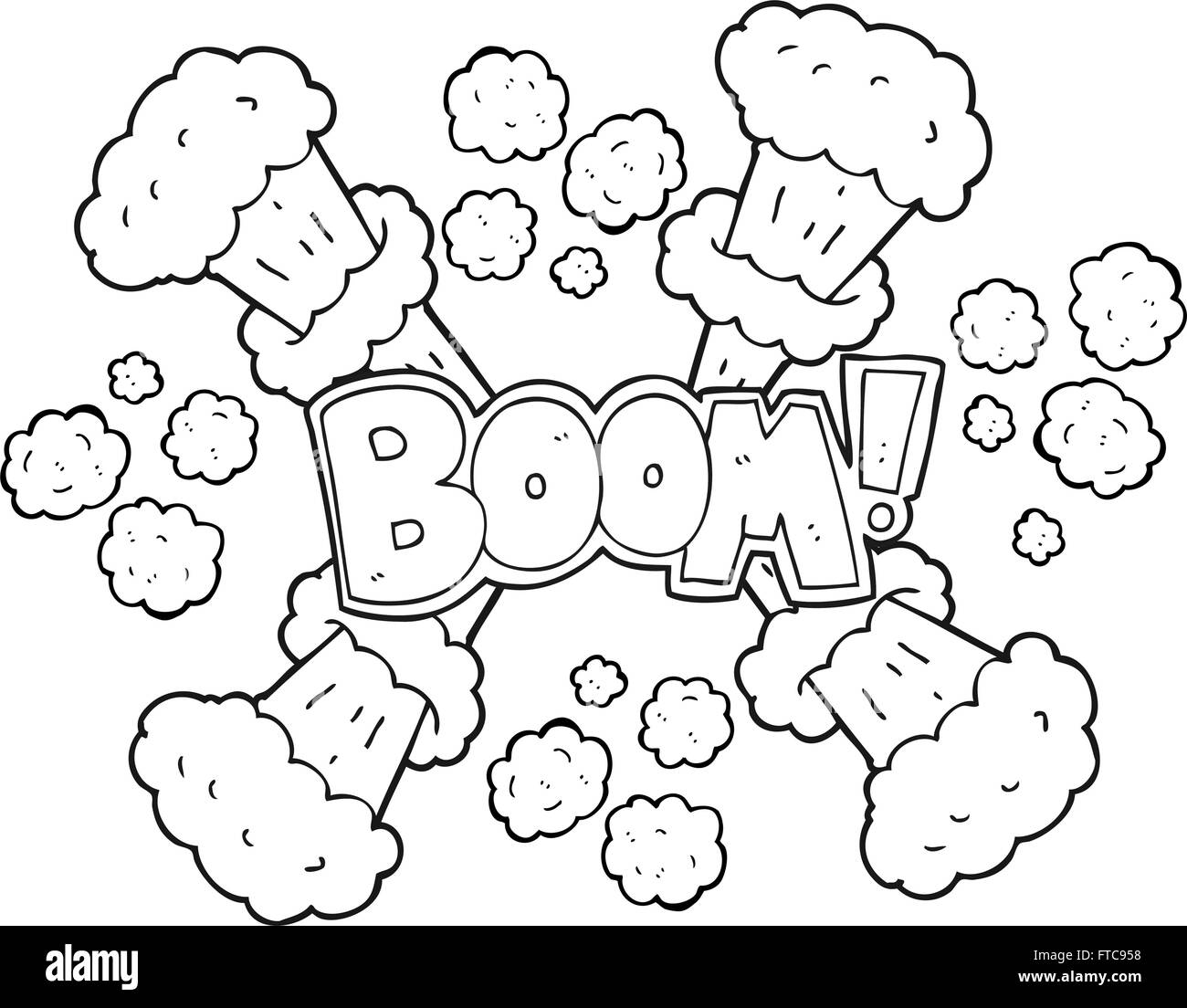 freehand drawn black and white cartoon explosion Stock Vector Image ...