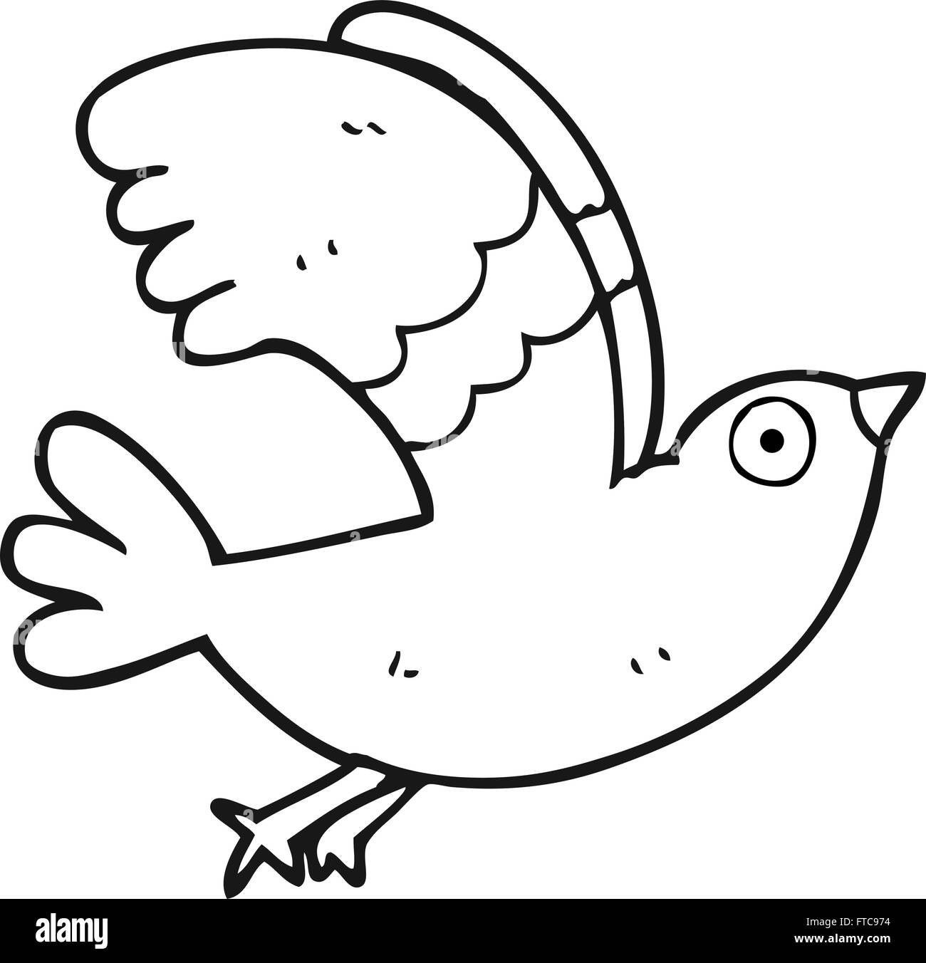 freehand drawn black and white cartoon bird Stock Vector Image & Art ...