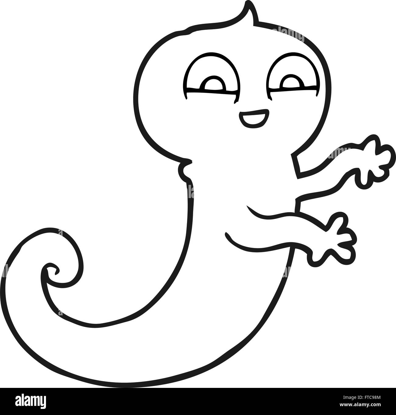 freehand drawn black and white cartoon ghost Stock Vector Image & Art ...