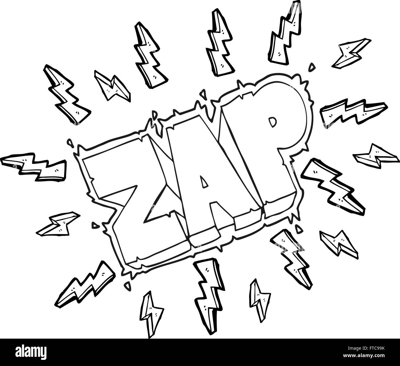 freehand drawn black and white cartoon zap symbol Stock Vector Image ...