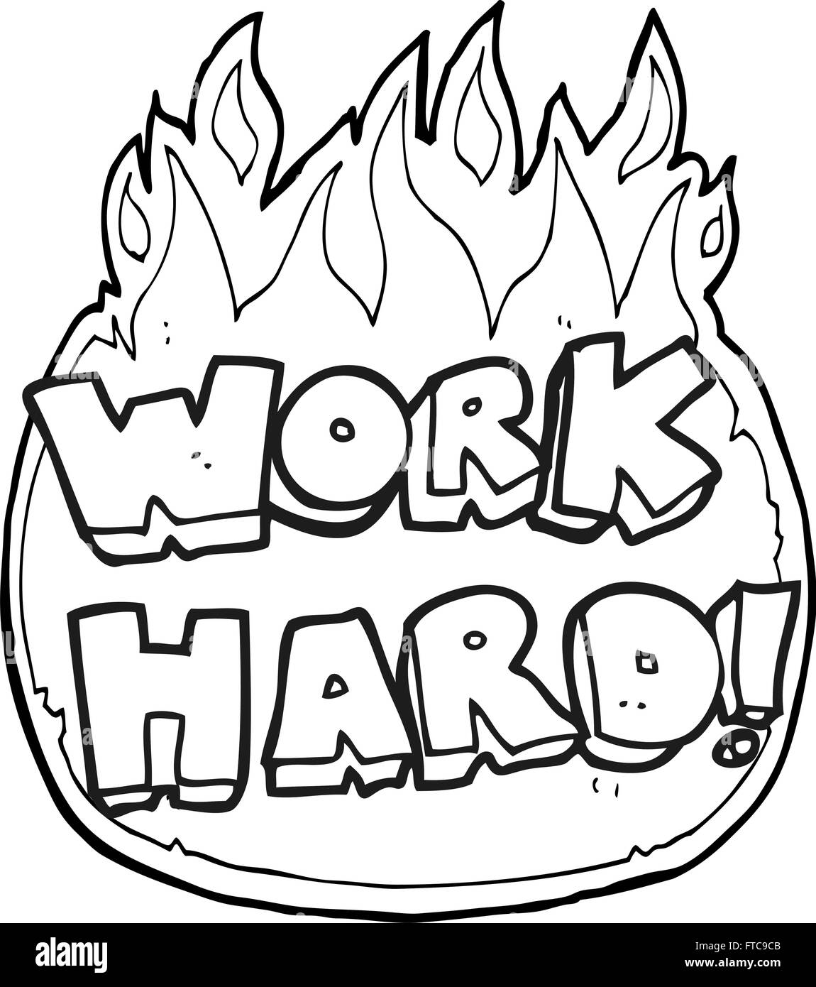 freehand drawn black and white cartoon work hard symbol Stock Vector ...