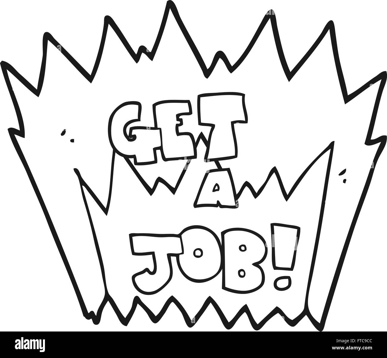 freehand drawn black and white cartoon Get A Job symbol Stock Vector ...