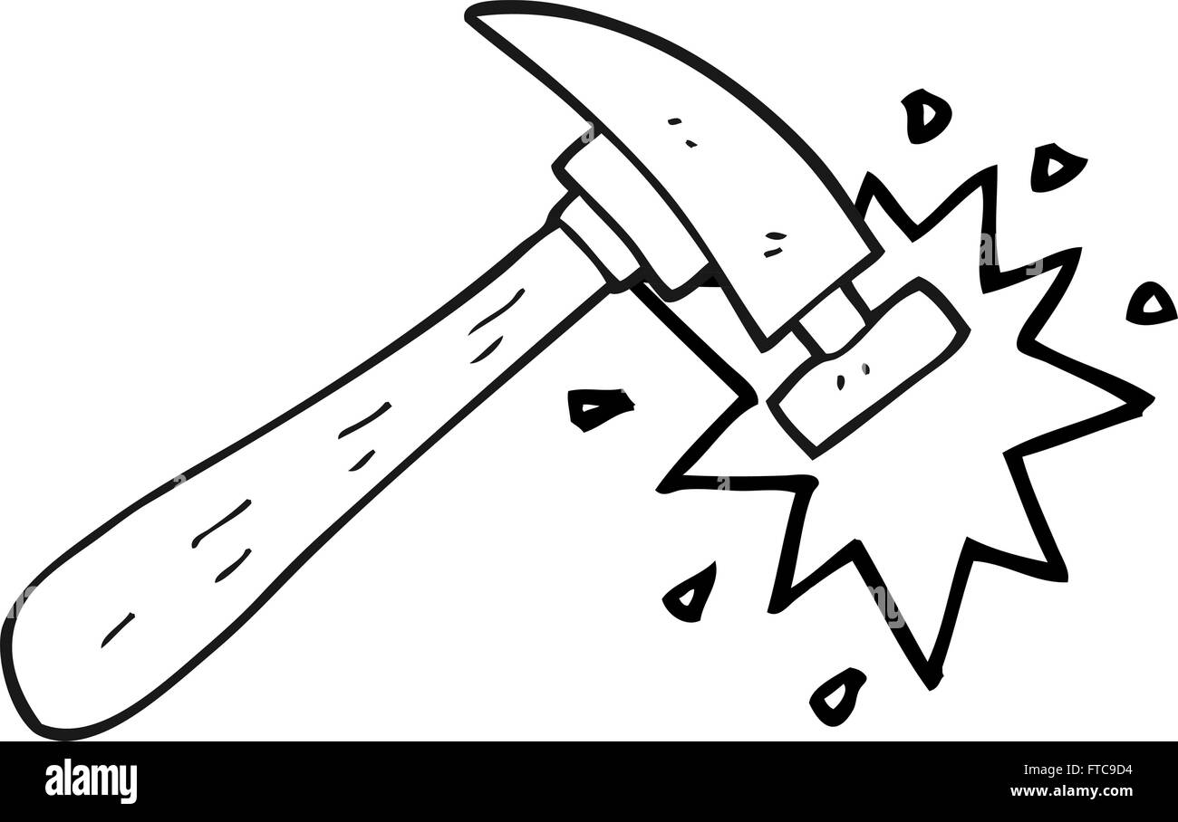 freehand drawn black and white cartoon hammer Stock Vector Image & Art ...