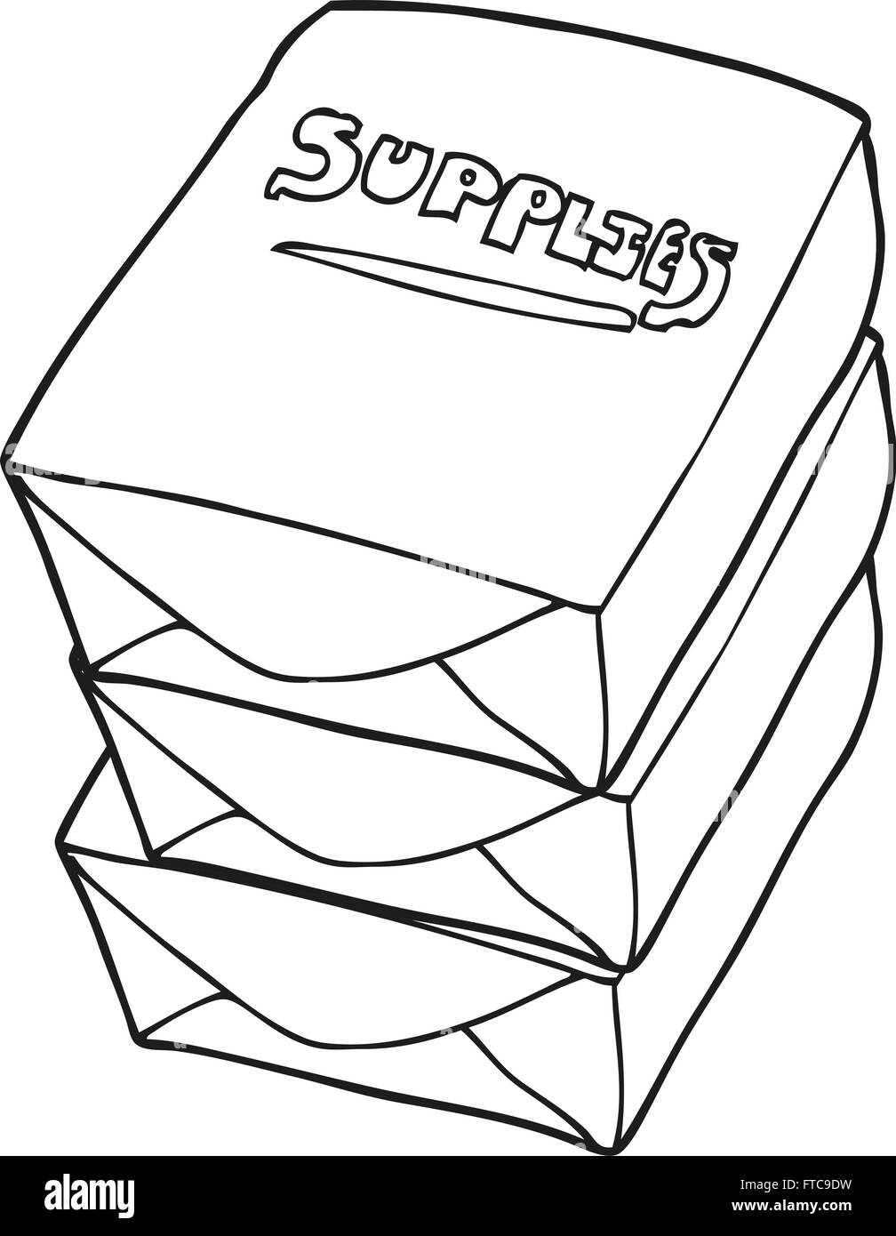 freehand drawn black and white cartoon stack of office paper Stock ...