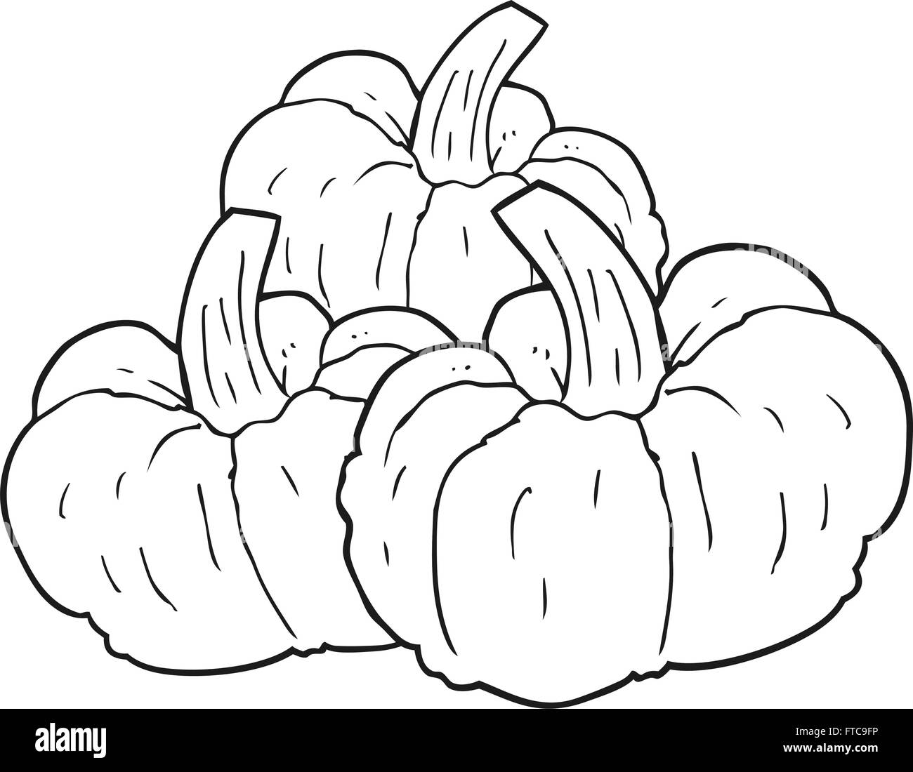 freehand drawn black and white cartoon pumpkin Stock Vector Image & Art ...