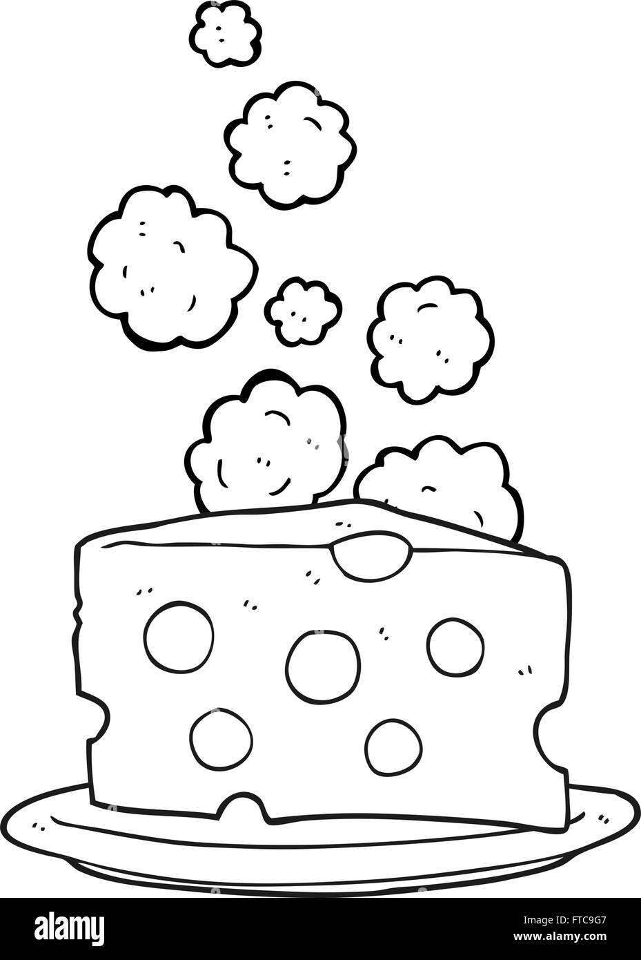 freehand drawn black and white cartoon cheese Stock Vector Image & Art ...