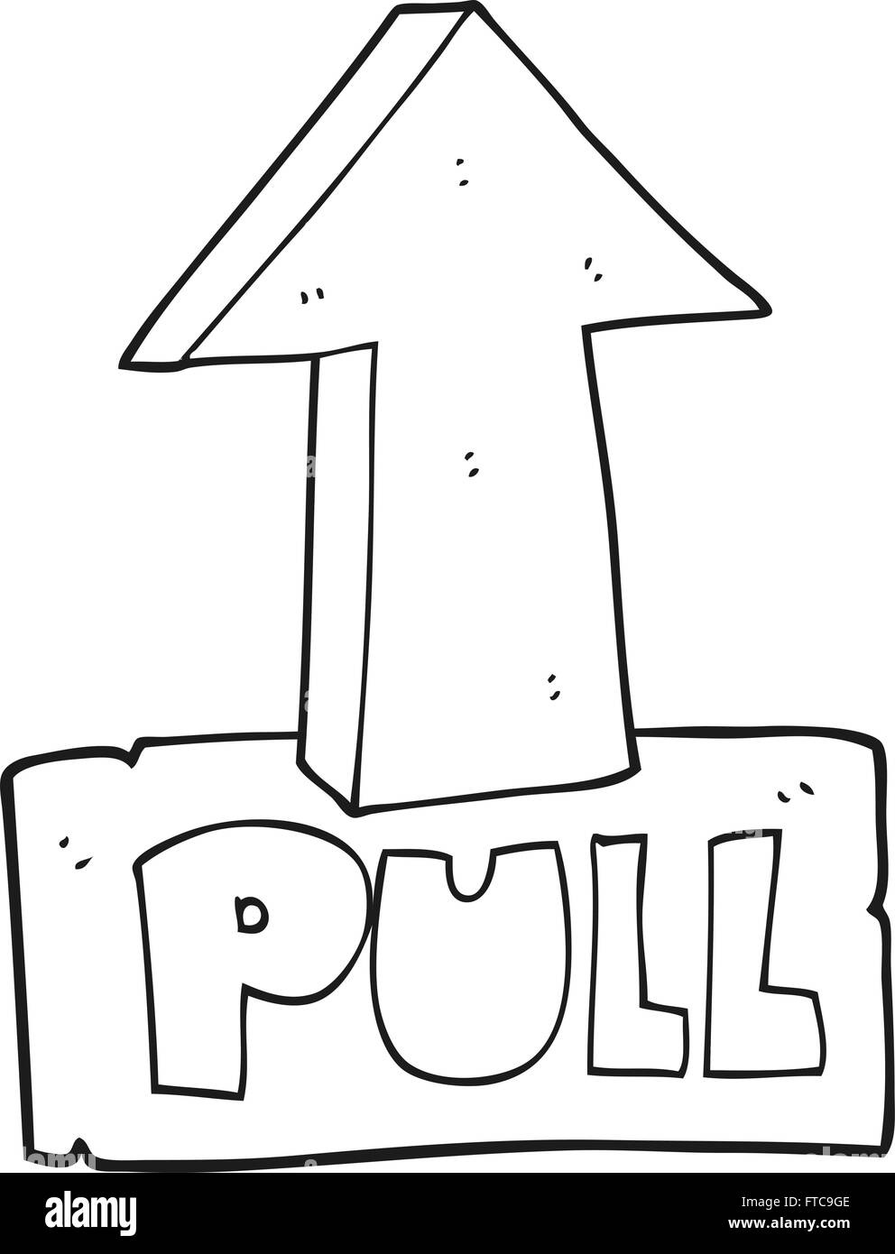 freehand drawn black and white cartoon door pull sign Stock Vector ...