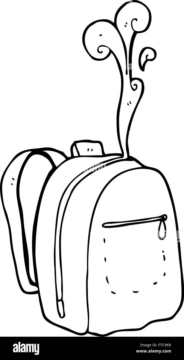 freehand drawn black and white cartoon rucksack Stock Vector Image ...