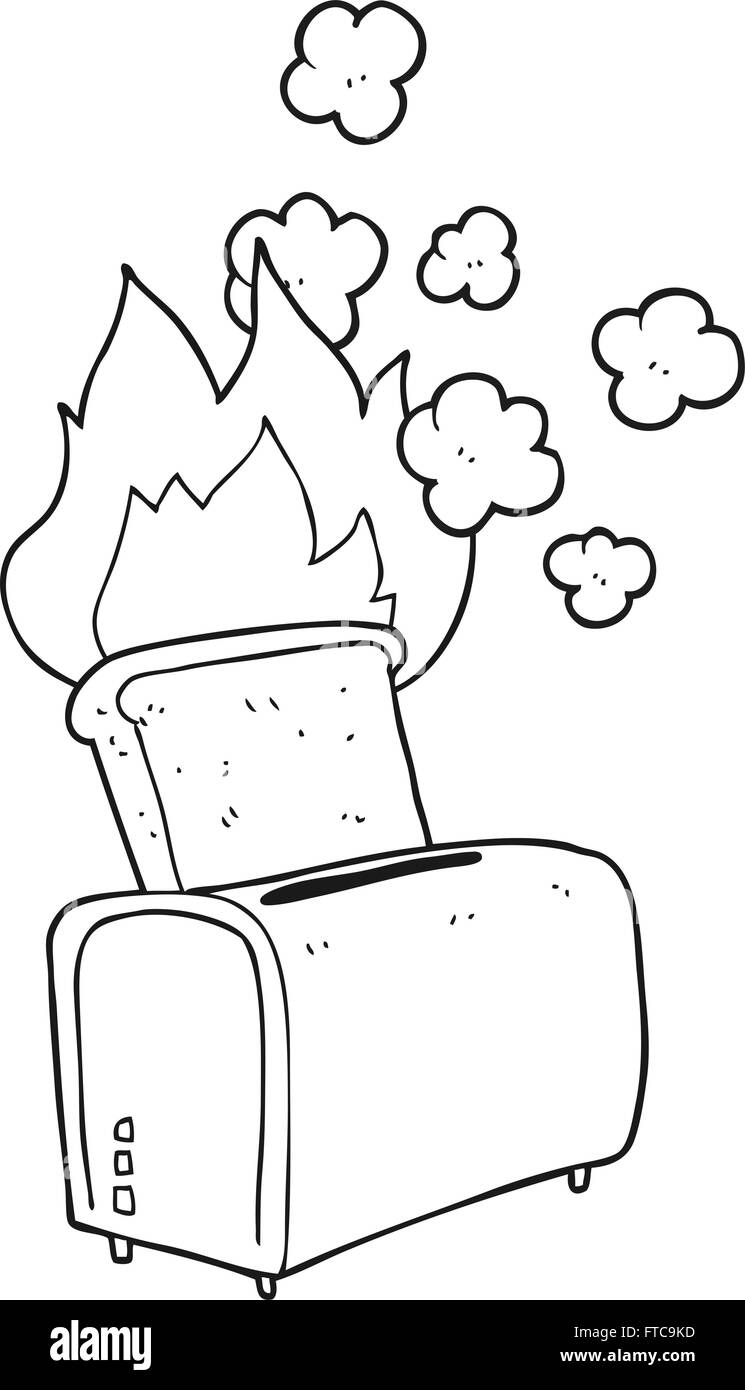 freehand drawn black and white cartoon burnt toast Stock Vector Image ...