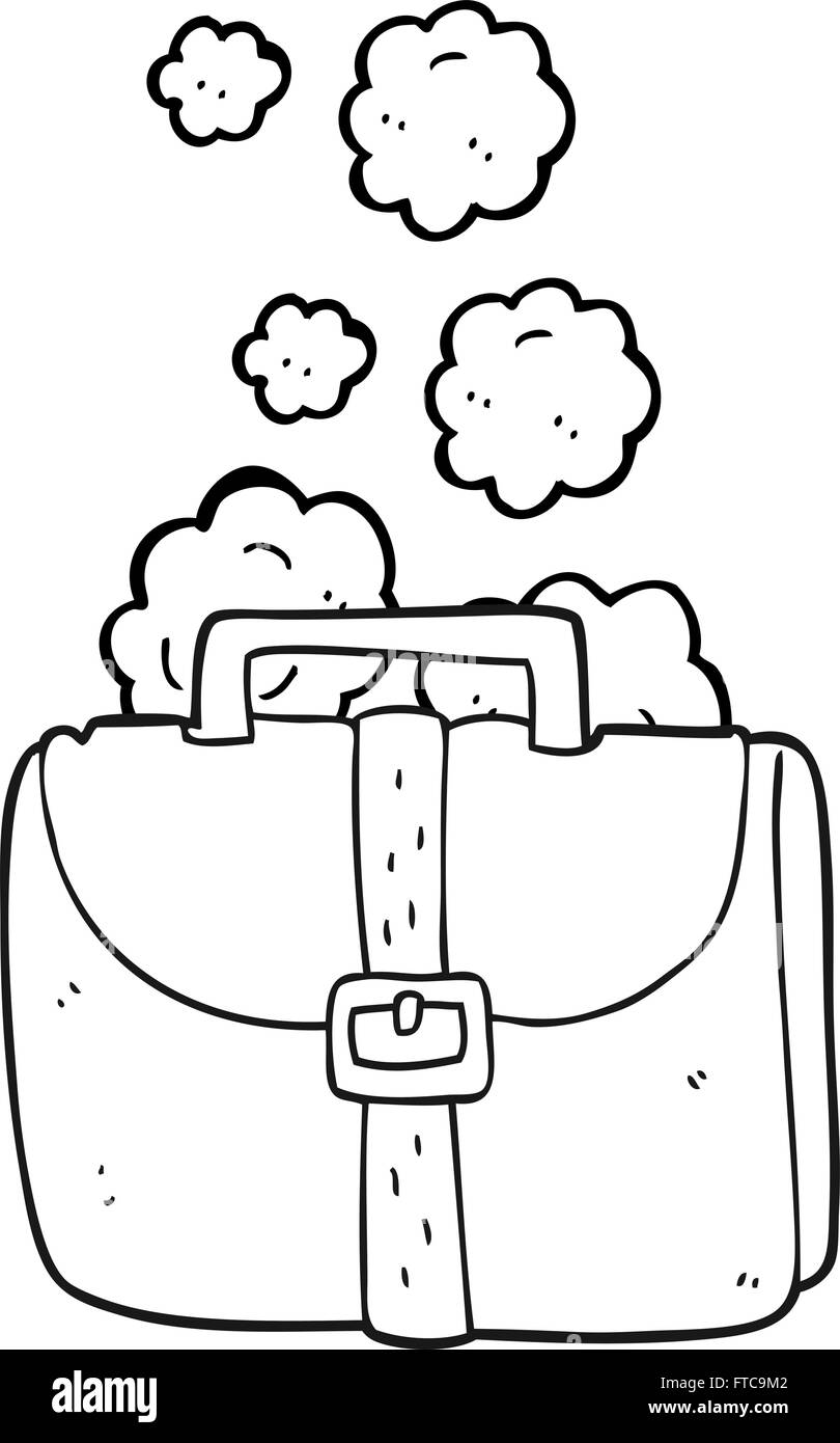 freehand drawn black and white cartoon old work bag Stock Vector Image ...