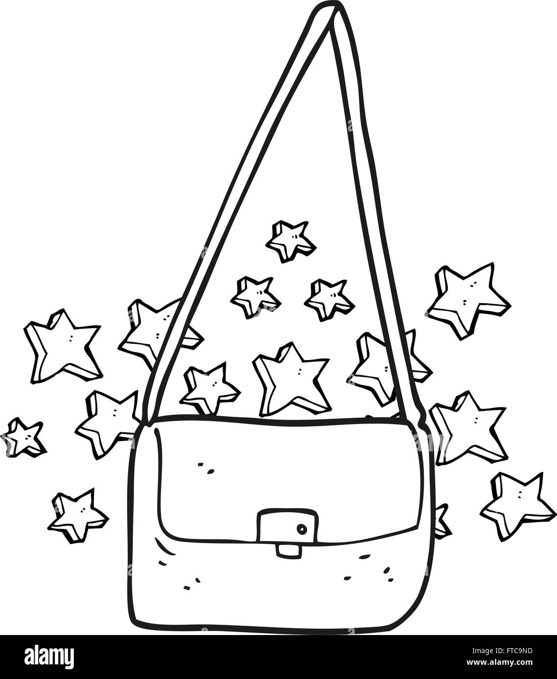 freehand drawn black and white cartoon expensive handbag Stock Vector ...