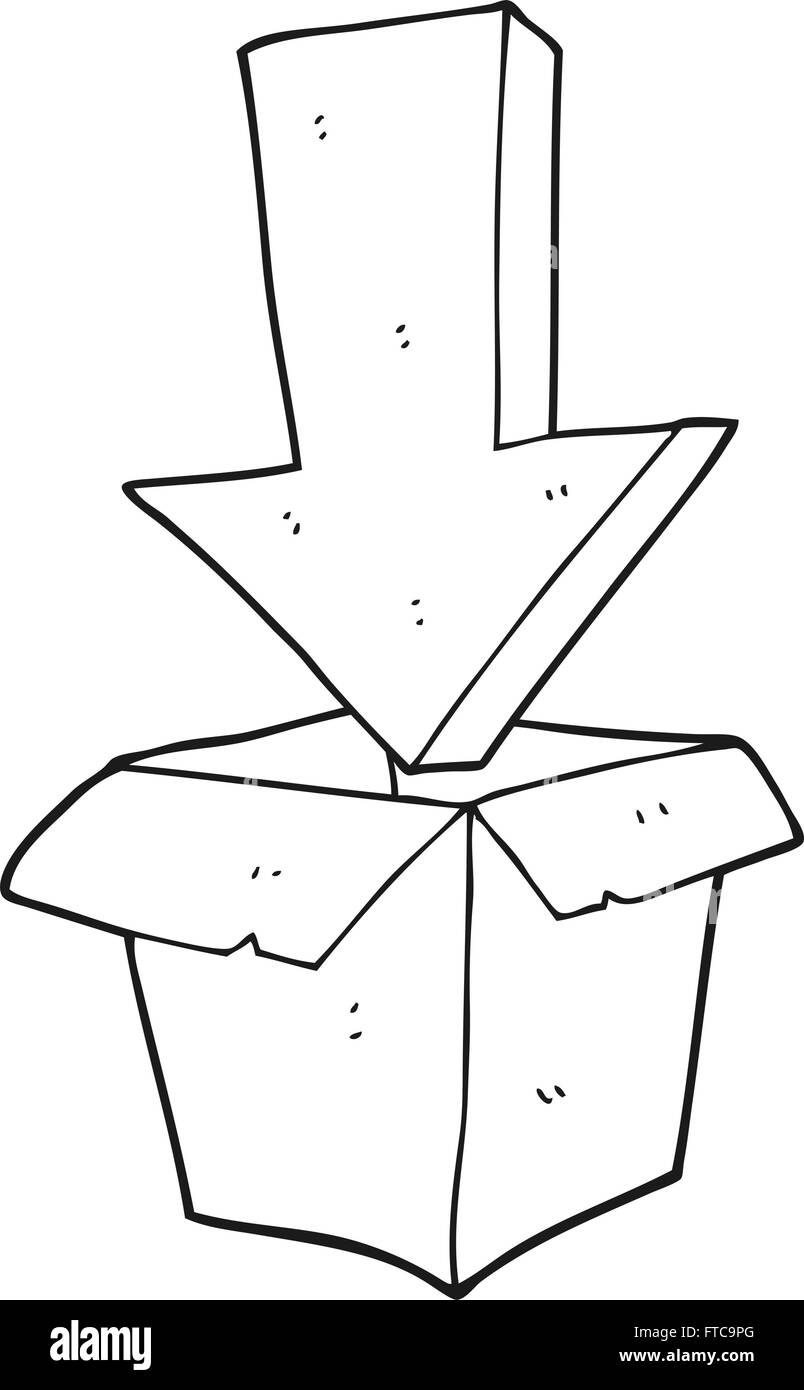 freehand drawn black and white cartoon empty box with arrow Stock ...