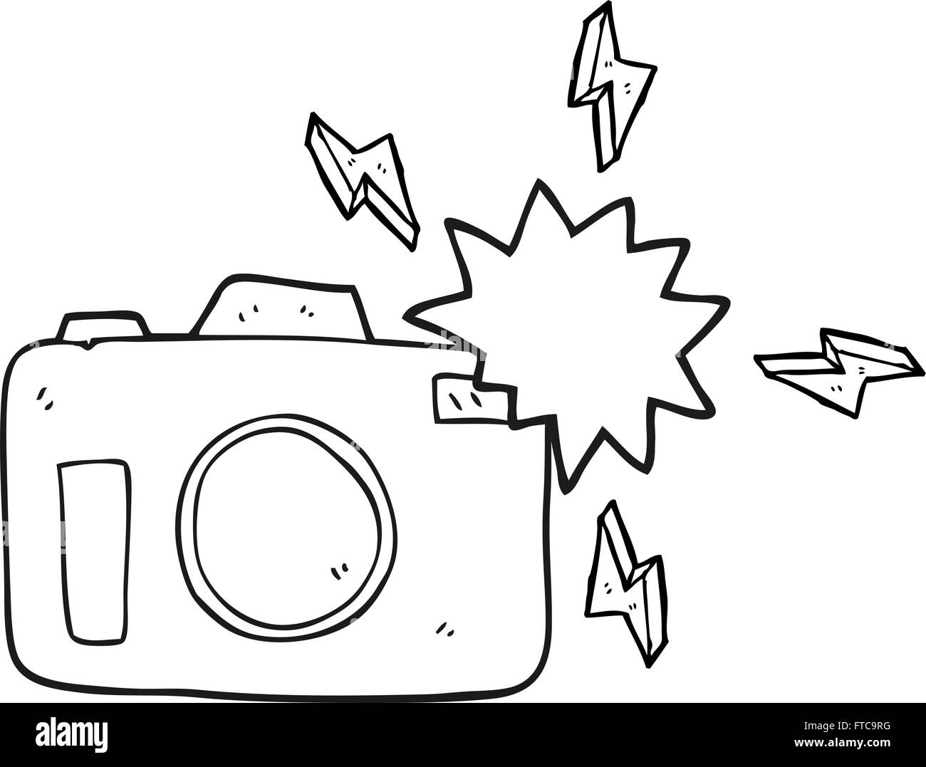freehand drawn black and white cartoon flashing camera Stock Vector ...