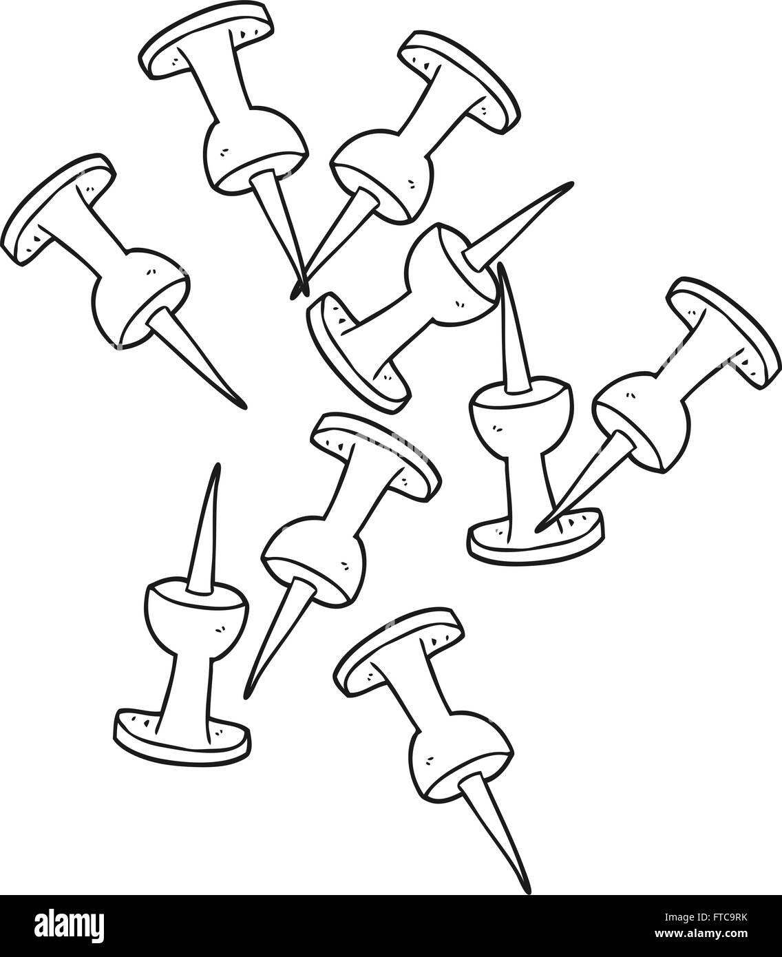 freehand drawn black and white cartoon office tacks Stock Vector Image ...