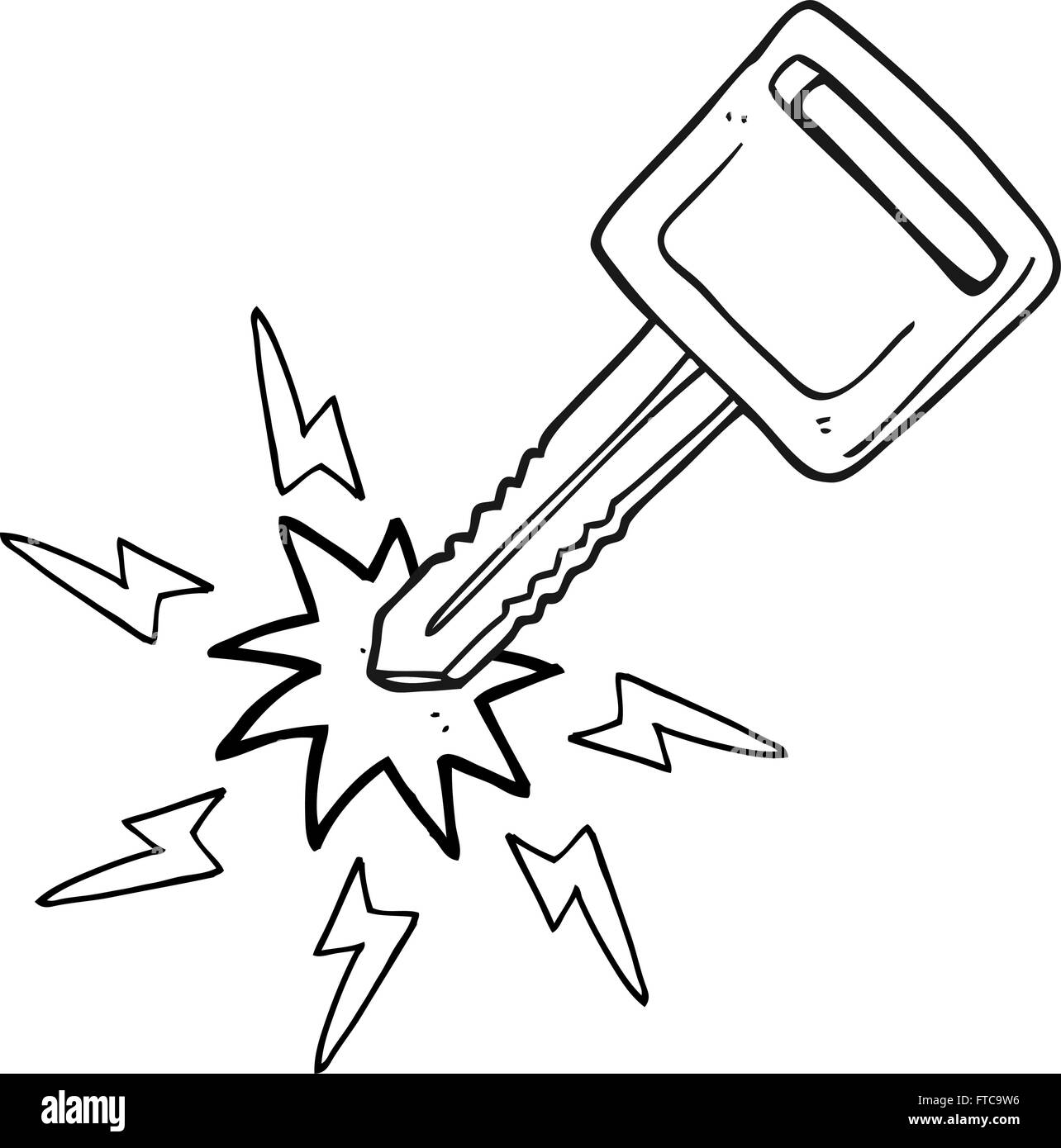 freehand drawn black and white cartoon electric car key Stock Vector ...