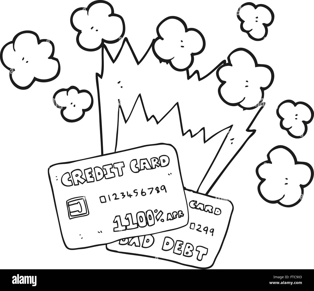 freehand drawn black and white cartoon credit card debt Stock Vector ...