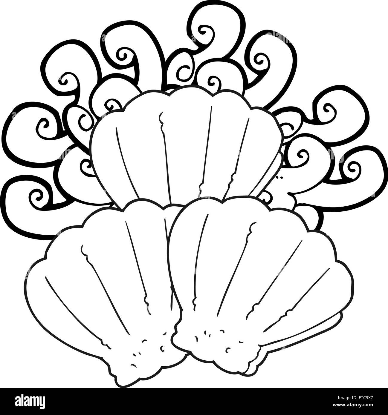freehand drawn black and white cartoon shells Stock Vector Image & Art ...