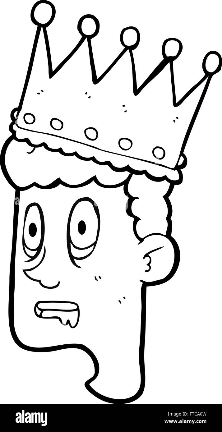 freehand drawn black and white cartoon idiot prince Stock Vector Image ...