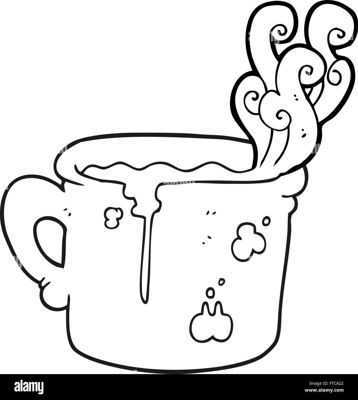 freehand drawn black and white cartoon old coffee cup Stock Vector ...