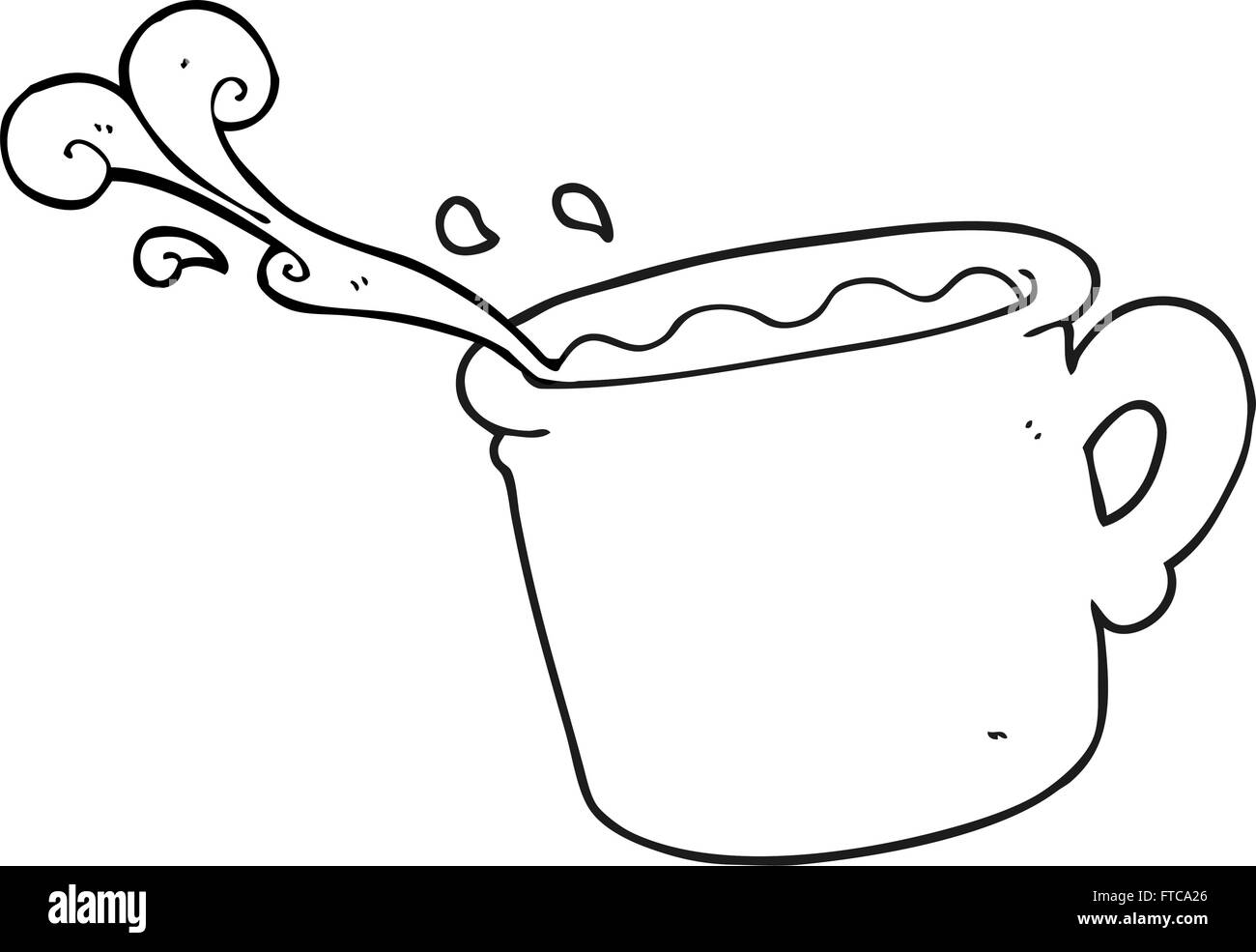 freehand drawn black and white cartoon coffee cup Stock Vector Image ...