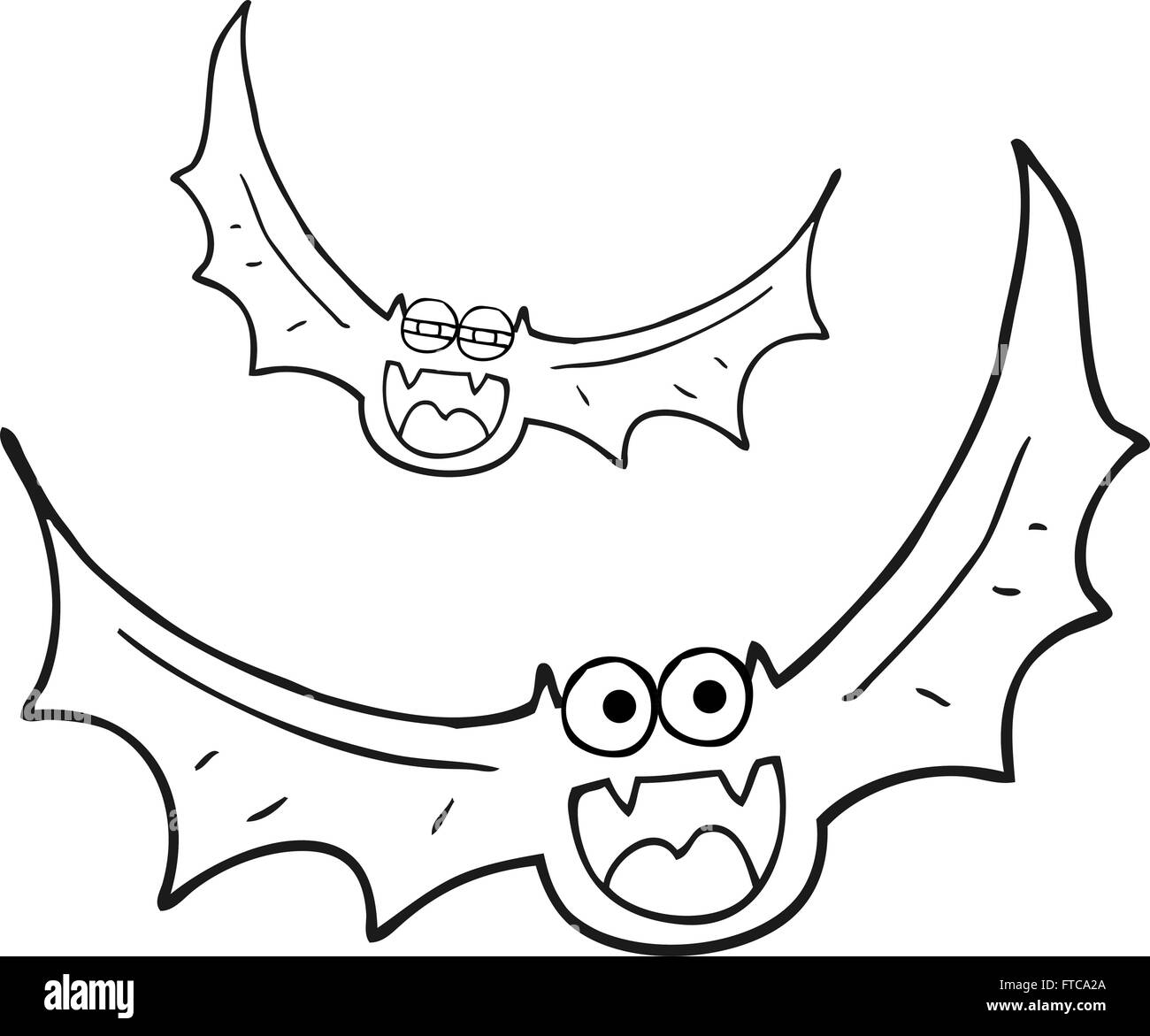 freehand drawn black and white cartoon halloween bats Stock Vector ...