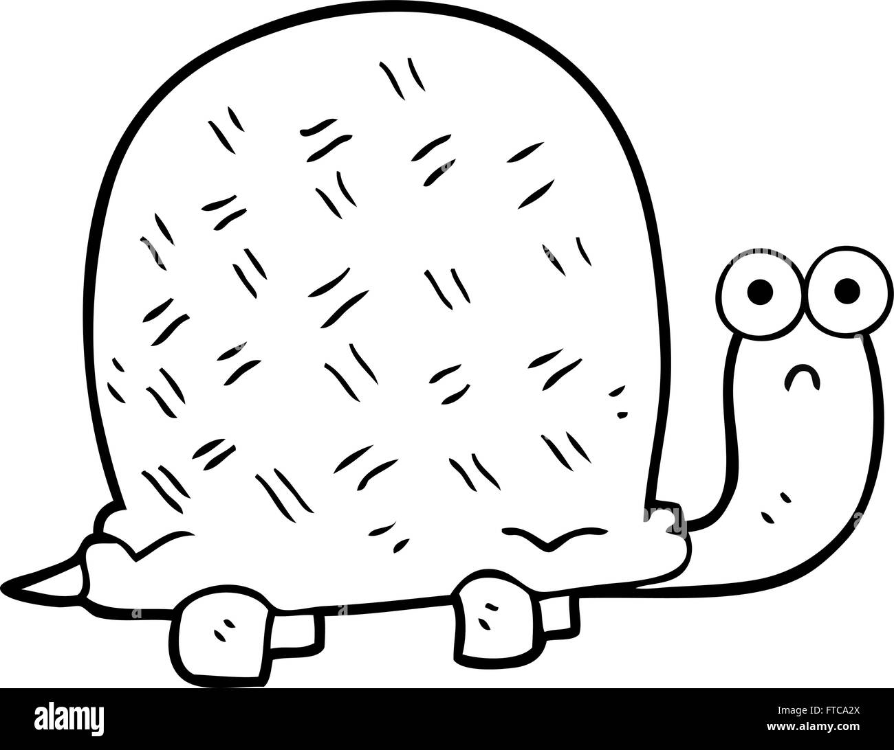 freehand drawn black and white cartoon sad turtle Stock Vector Image ...