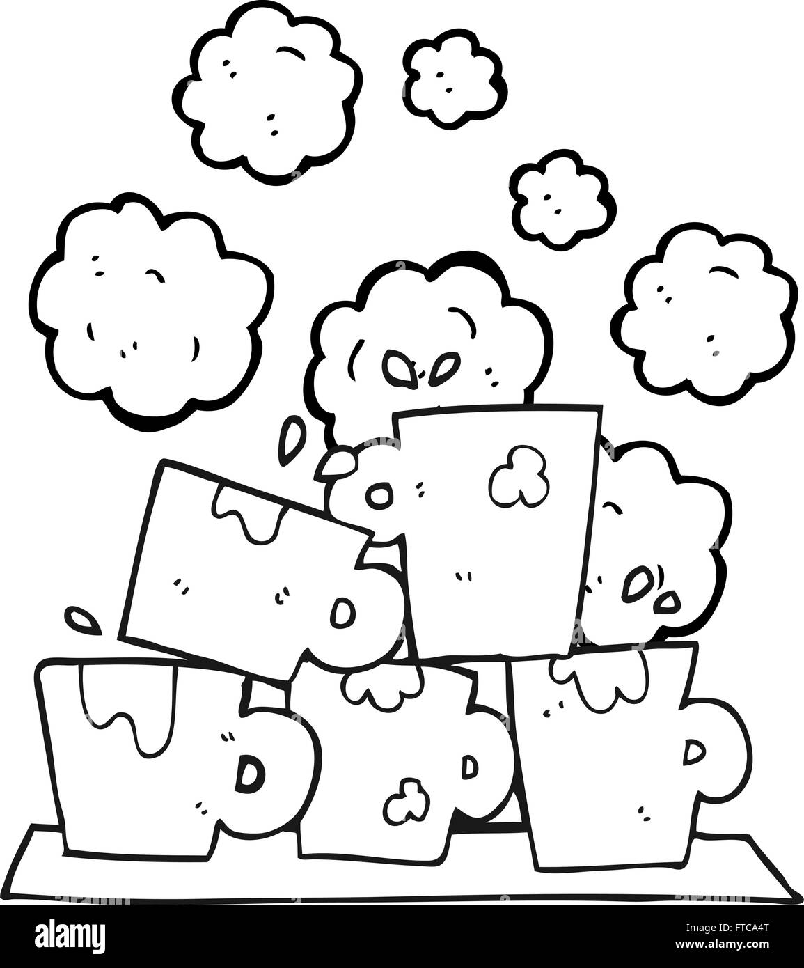 freehand drawn black and white cartoon coffee cups Stock Vector Image ...