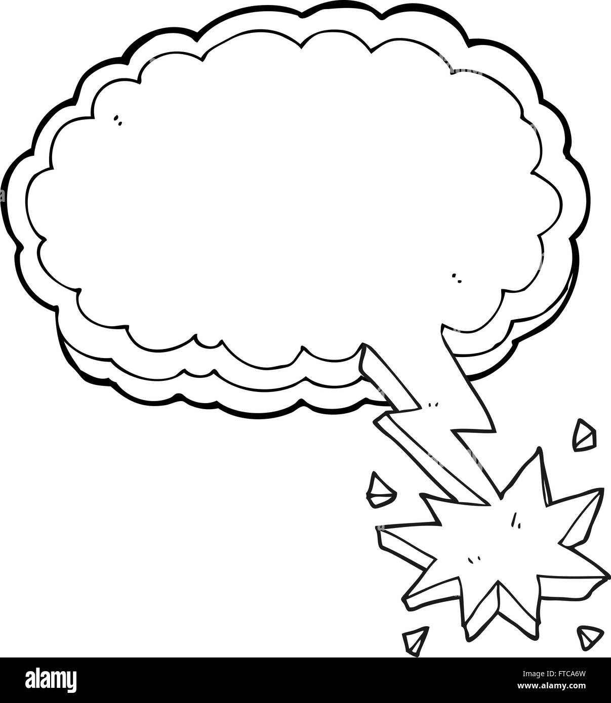 freehand drawn black and white cartoon lighting strike symbol Stock ...