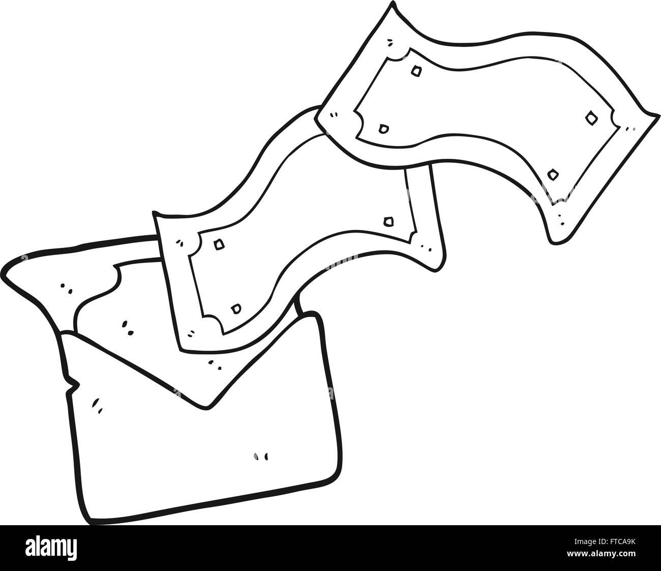 freehand drawn black and white cartoon envelope full of money Stock ...