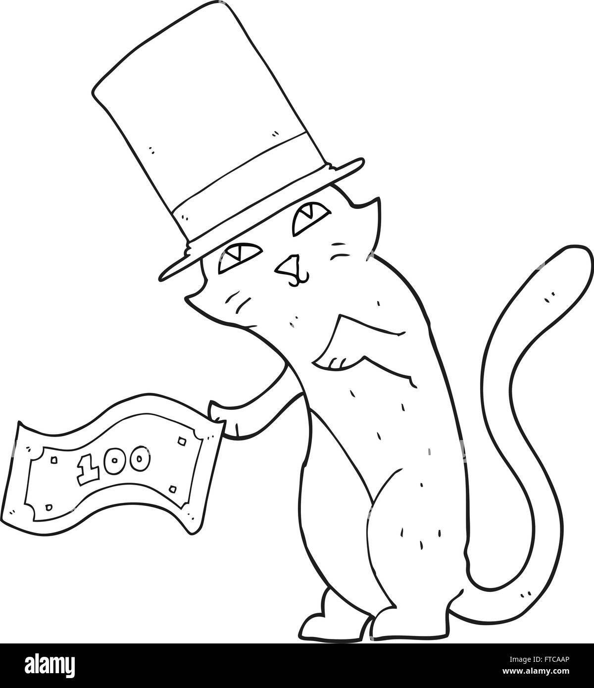 freehand drawn black and white cartoon rich cat Stock Vector Image ...