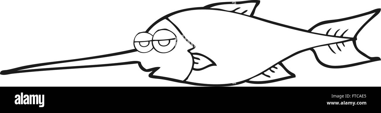 freehand drawn black and white cartoon swordfish Stock Vector Image ...
