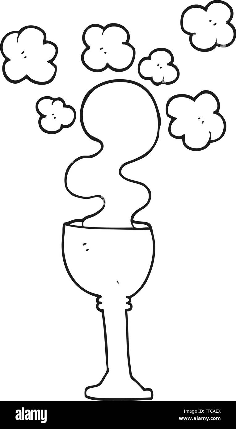 freehand drawn black and white cartoon spooky halloween goblet Stock ...