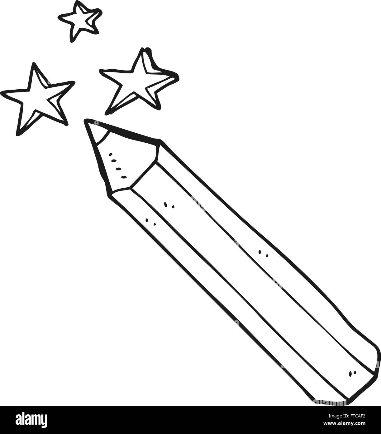 freehand drawn black and white cartoon magic pencil Stock Vector Image ...