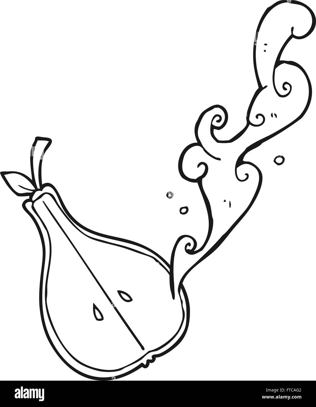 freehand drawn black and white cartoon half pear Stock Vector Image ...