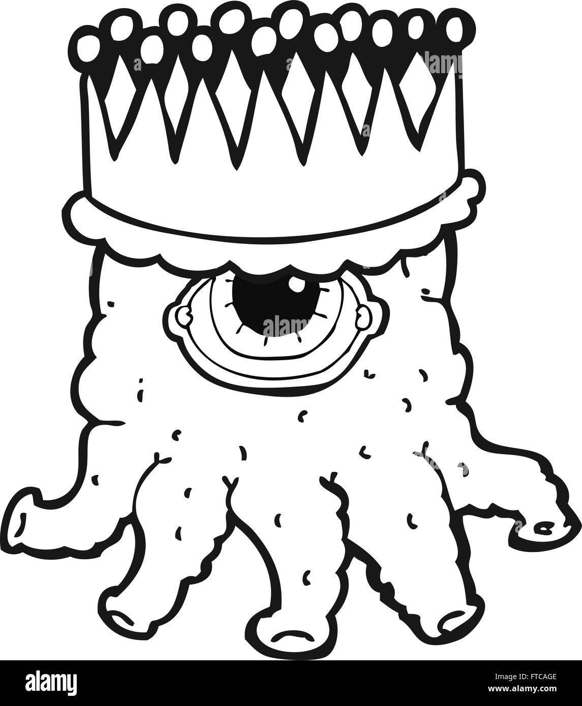 freehand drawn black and white cartoon king alien Stock Vector Image ...