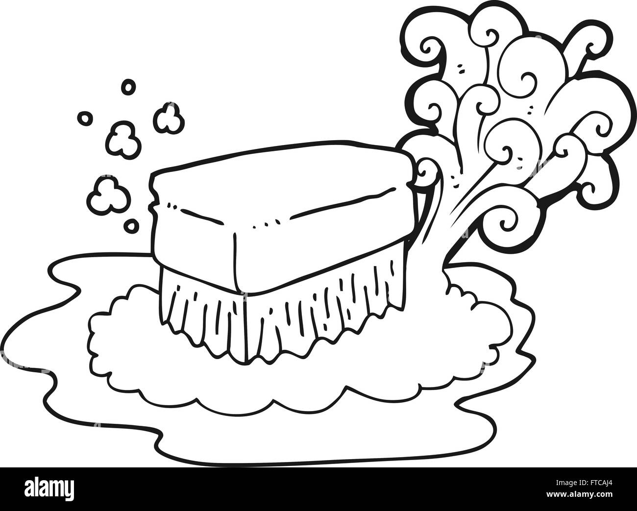freehand drawn black and white cartoon scrubbing brush Stock Vector ...