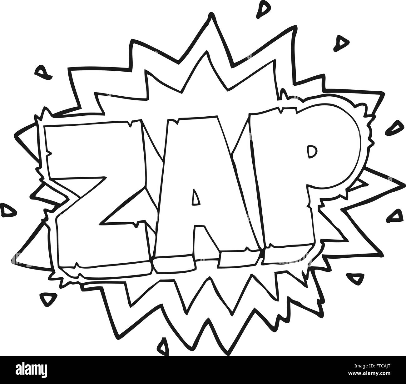 happy freehand black and white cartoon zap explosion sign Stock Vector ...