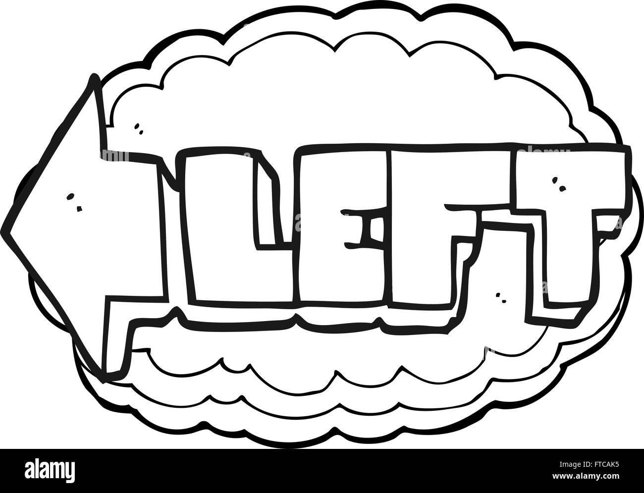 freehand drawn black and white cartoon left symbol Stock Vector Image ...